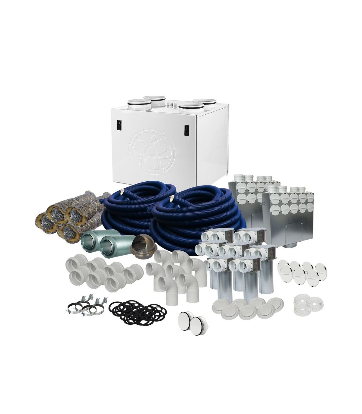 Complete ventilation kit up to 160 m2 with landing/mural device