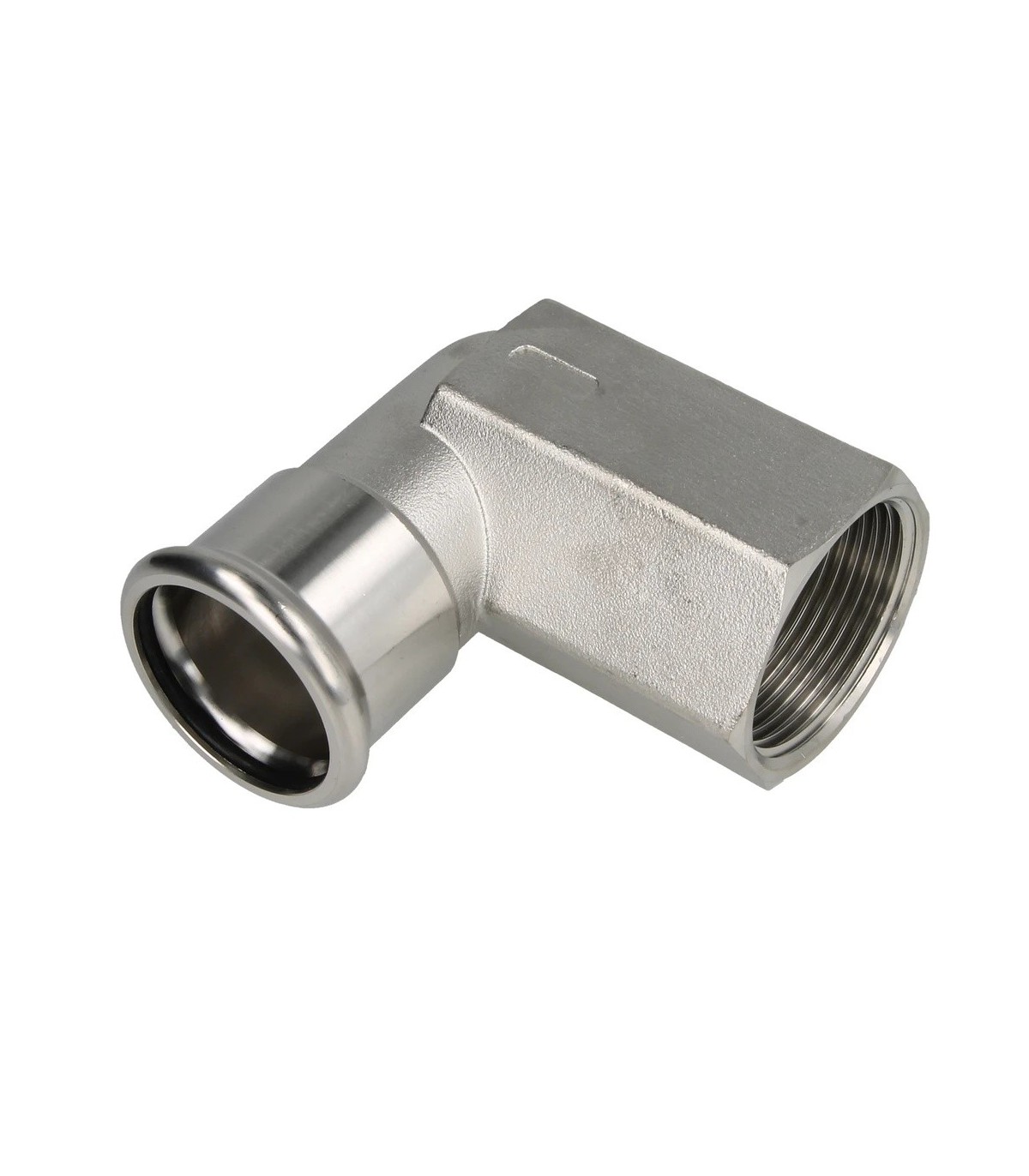 Raccord à sertir inox équerre 35 mm x 1 1/4'' FF contour M