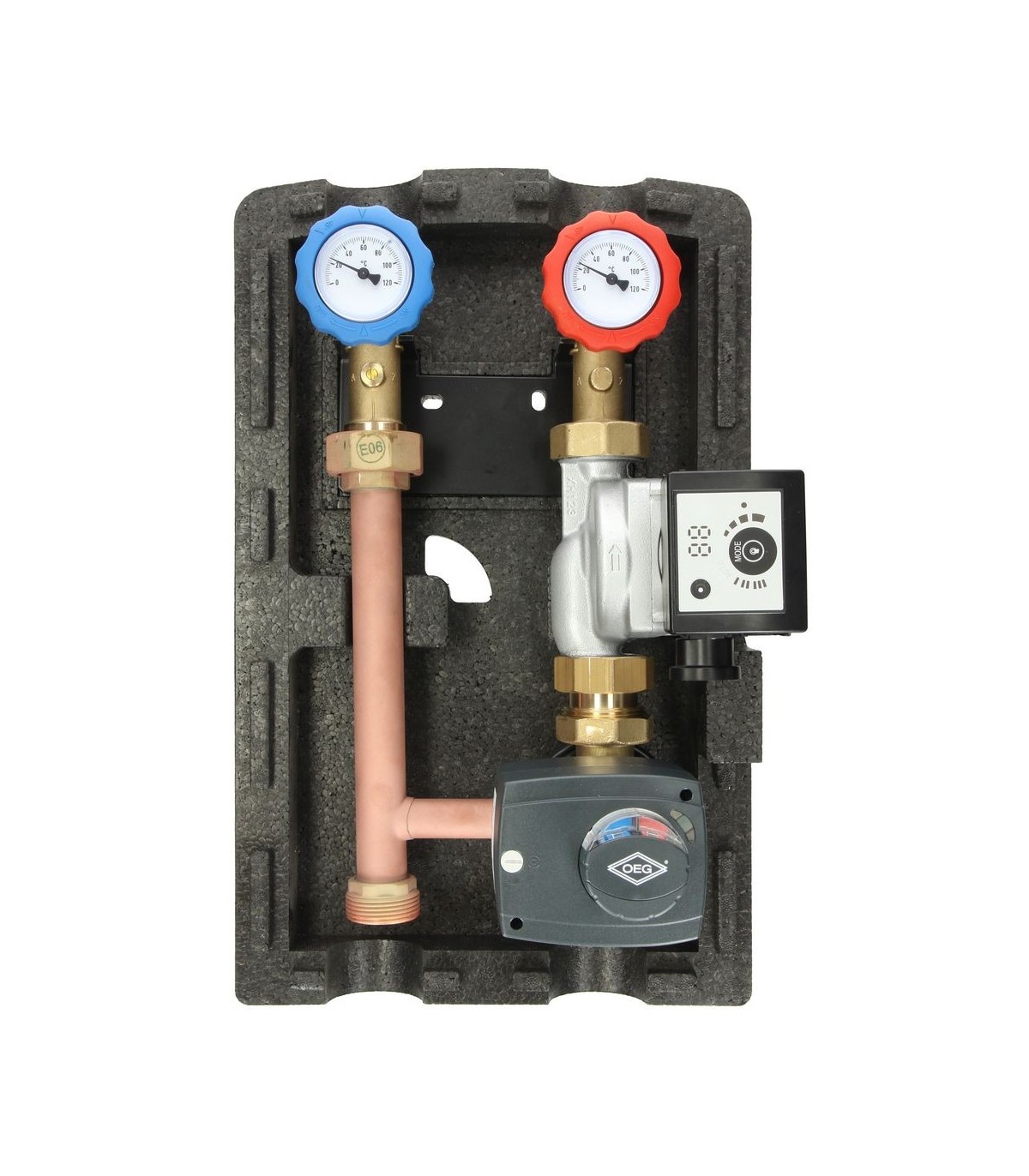 Groupe de raccordement chauffage circuit mélangé servomoteur et pompe